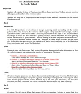 Cherokee Trail of Tears Lessons, Activities, Materials & Videos - Best ...