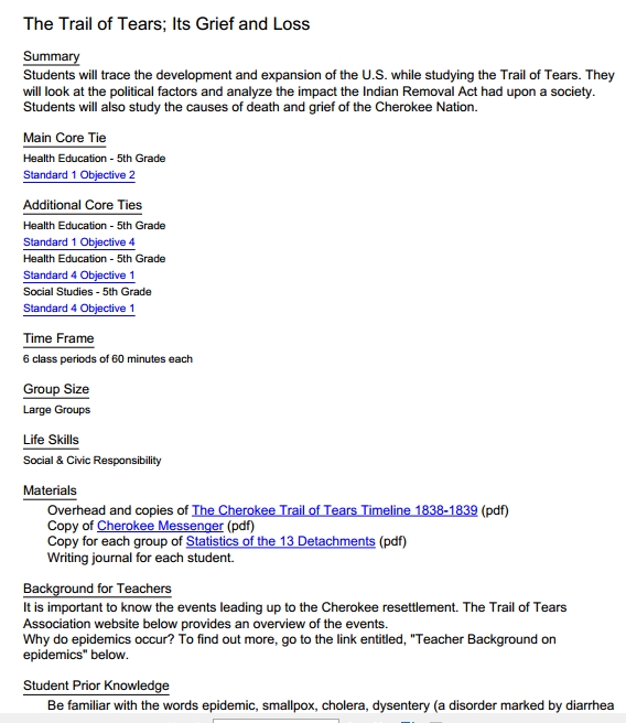 Cherokee Trail of Tears Lessons, Activities, Materials & Videos - Best ...