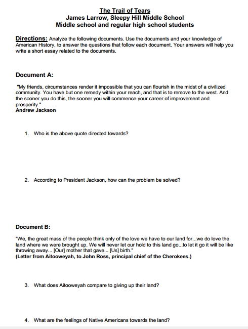 Cherokee Trail of Tears Lessons, Activities, Materials & Videos - Best ...