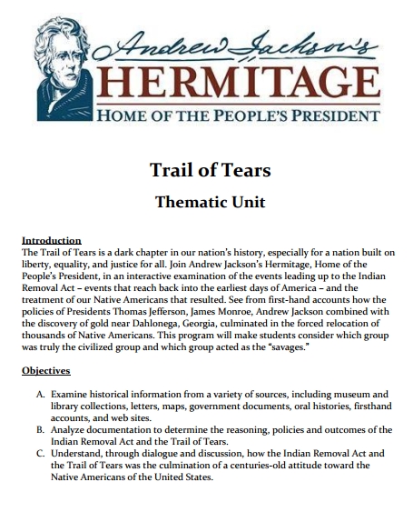 Cherokee Trail of Tears Lessons, Activities, Materials & Videos - Best ...